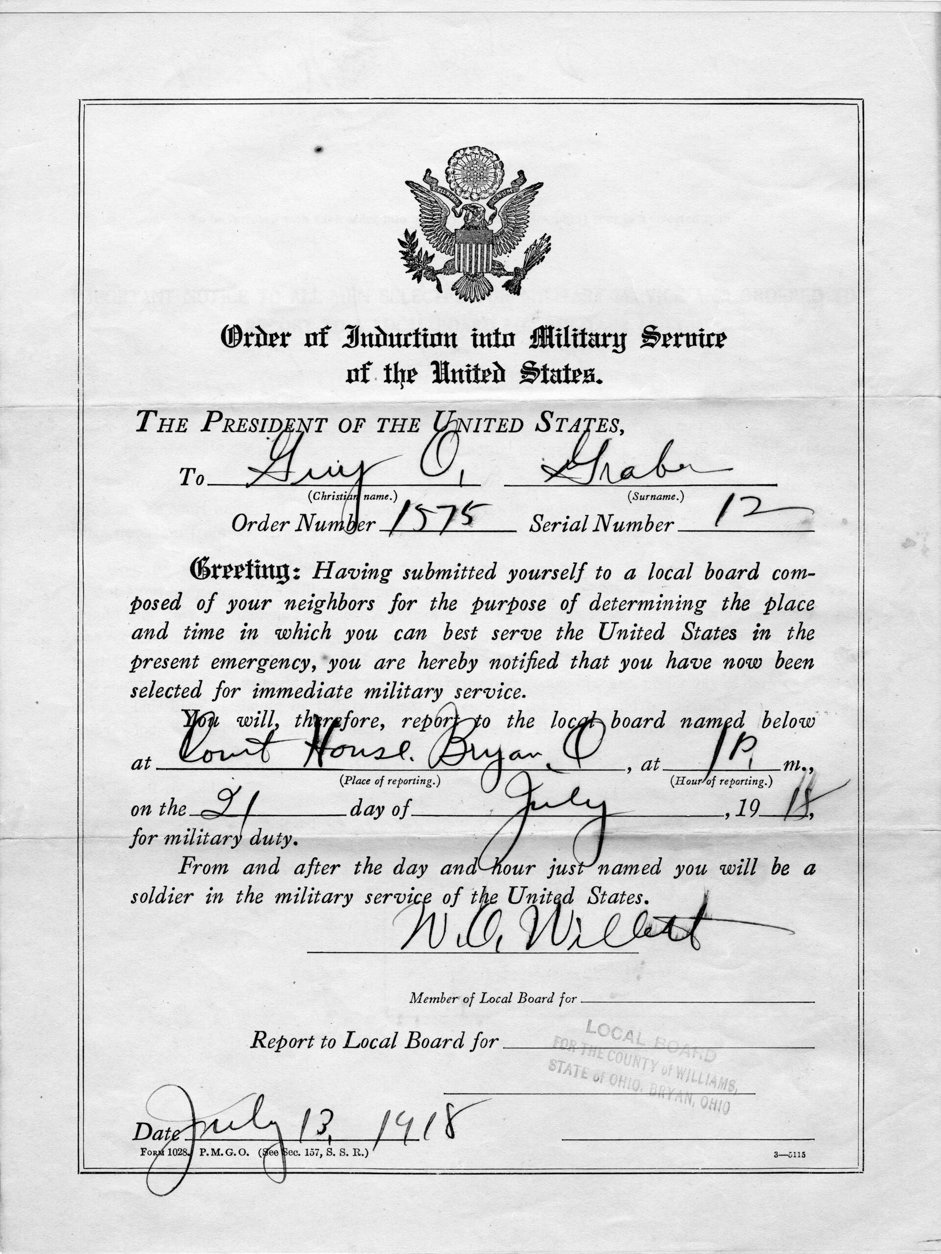 Guy O. Graber, World War I conscientious objector | Mennonite Church USA